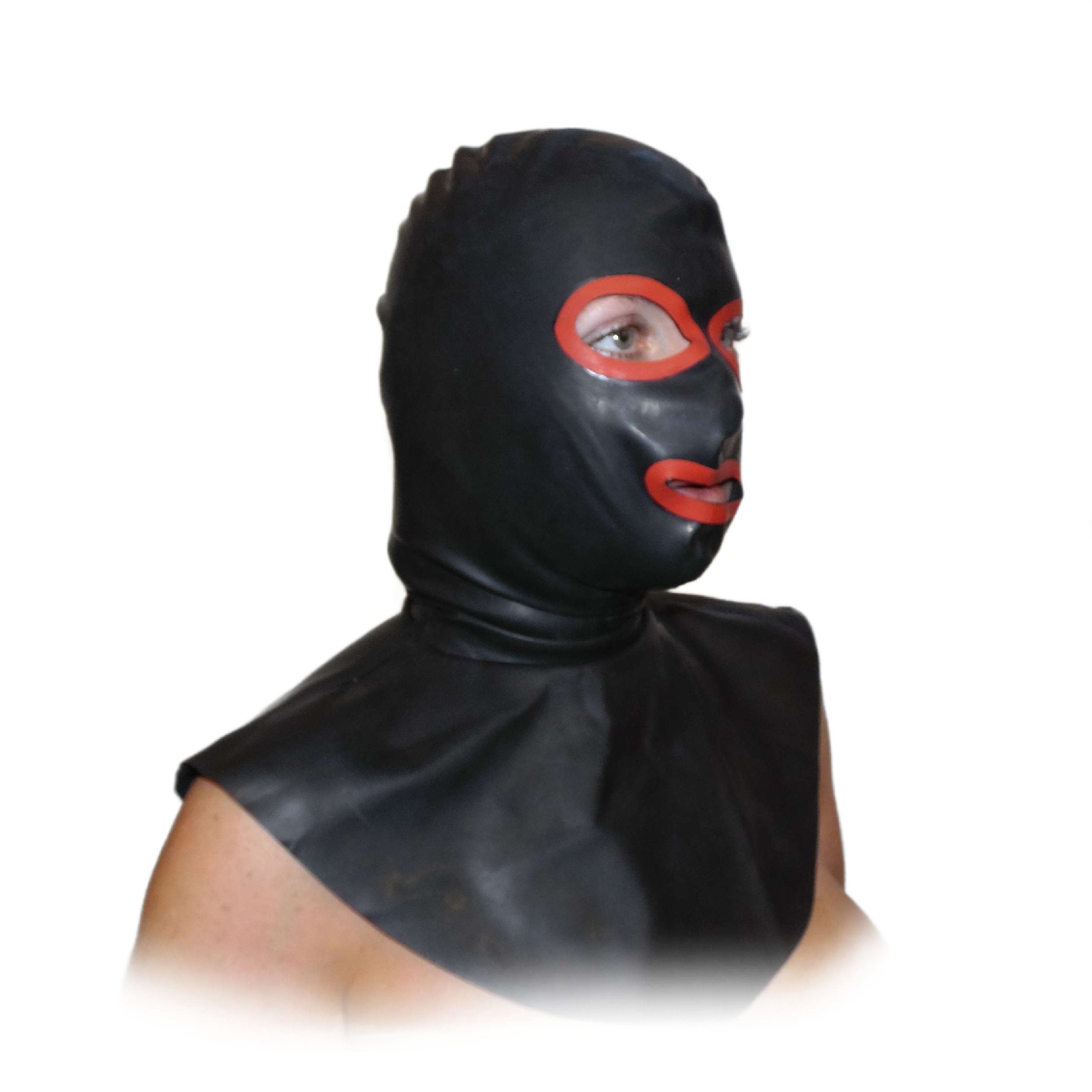 Latex Henker Maske Schwarz/Rot