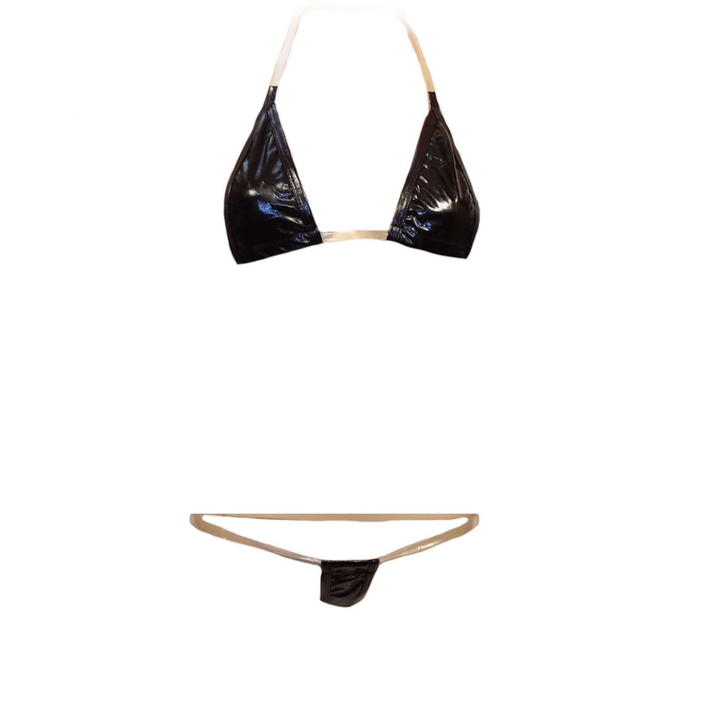 Sexy micro patent leather bikini suit