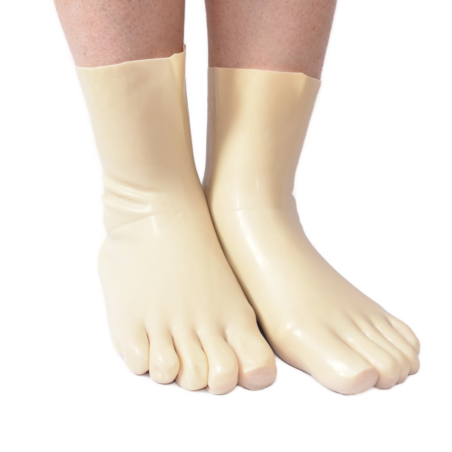 Latex socks cream colored